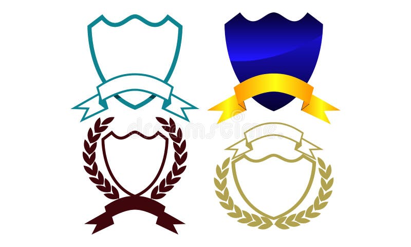 Blank Shield Ribbon Template Set Stock Vector - Illustration of label ...