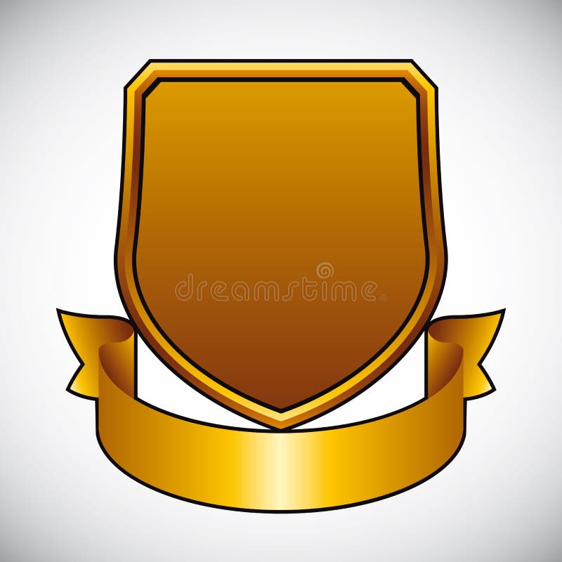 Blank shield with ribbon. stock vector. Illustration of graphic - 47868820