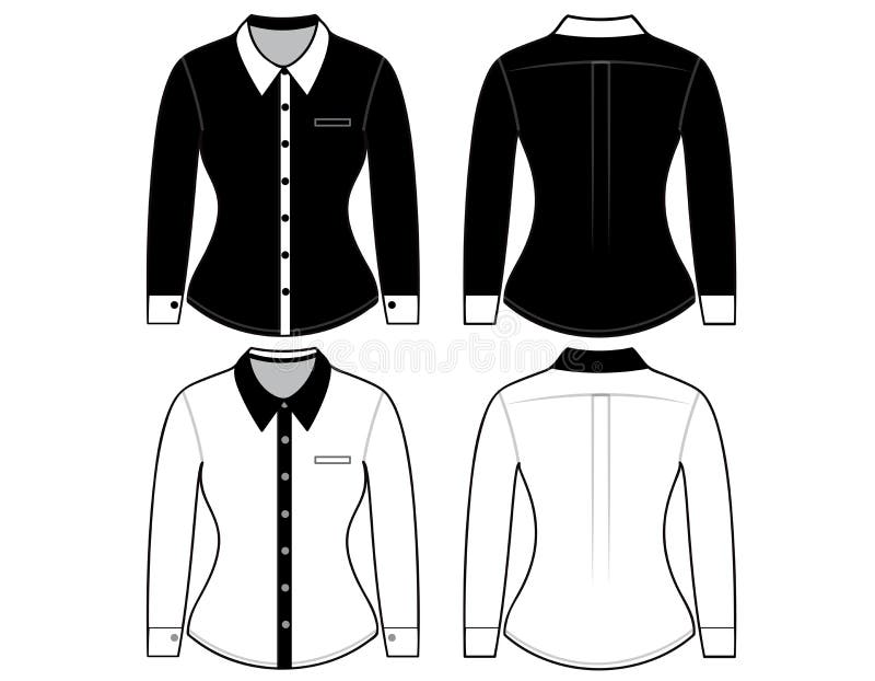 Blank Shirt with Long Sleeves Template for Woman (front and Back Stock ...