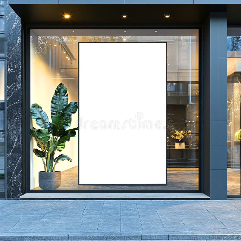 Blank Shop Window Mockup Perfect for Retail Branding Stock Illustration ...