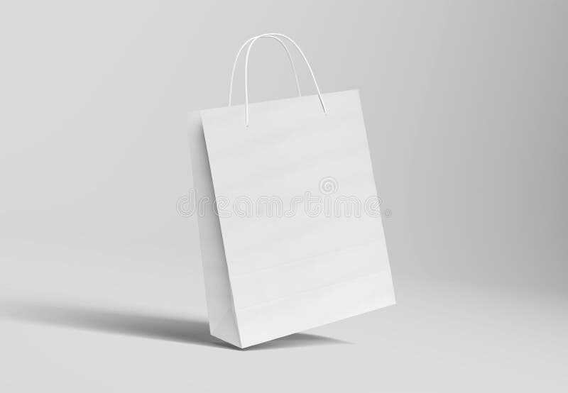 Blank Shopping Bag on White Mockup. Paper Bag with Handles and Soft ...