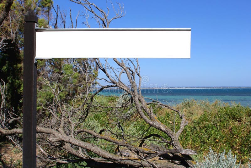 Blank Sign Board Along the Sea, Destination Scenics Stock Photo - Image ...