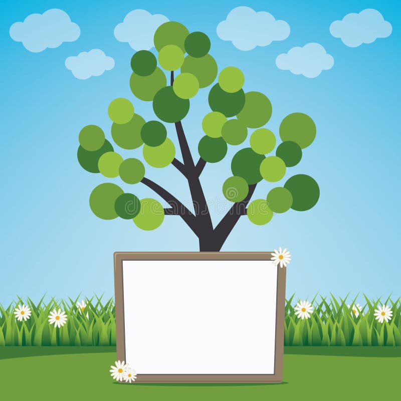 Blank Sign Board Lawn Spring Landscape Stock Vector - Illustration of ...