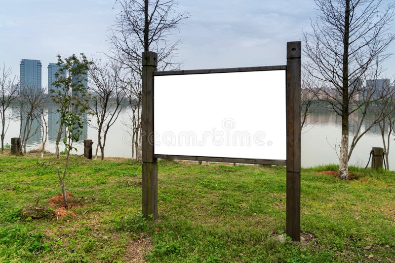 Blank Sign Board in the Park Stock Image - Image of green, public ...