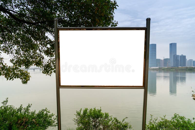 Blank Sign Board in the Park Stock Image - Image of green, public ...