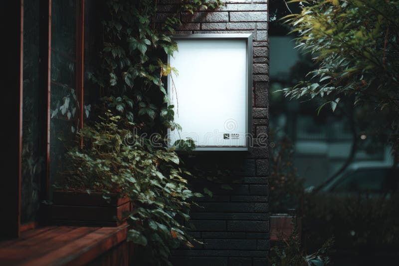 Blank Sign on Brick Wall stock illustration. Illustration of hanging ...