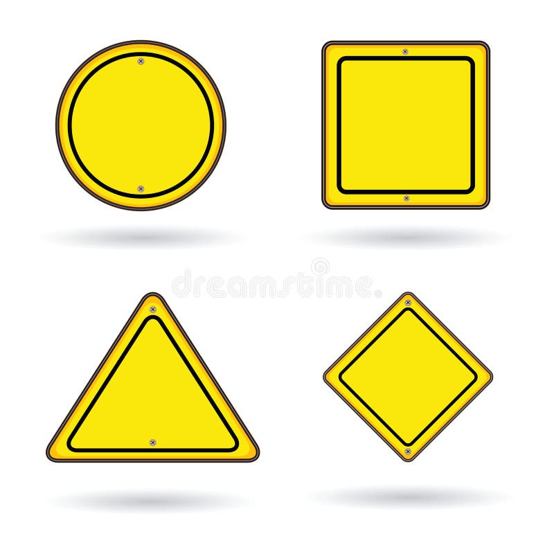 Blank Sign Construction Yellow Color Set Stock Vector - Illustration of ...