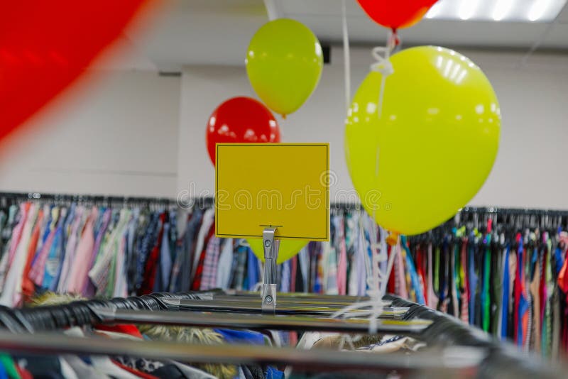 Blank Sign for Different Text in a Clothing Store. Stock Photo - Image ...