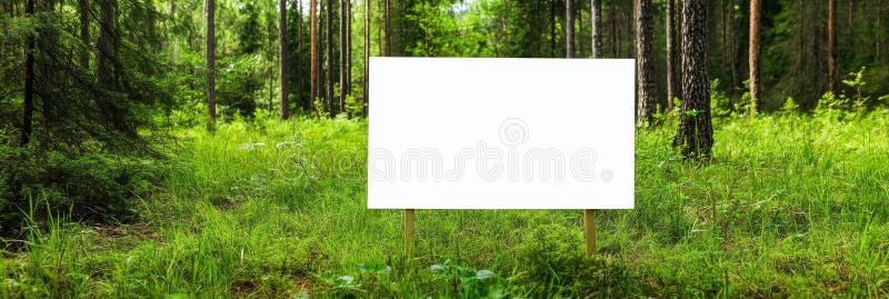 Blank Sign Forest Clearing a Blank Sign Stands in a Sundappled Forest ...
