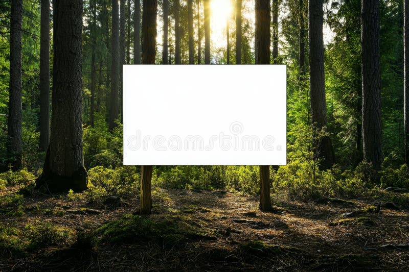 Blank Sign in Forest Setting Serene Forest Sunlight Blank Sign Nature ...