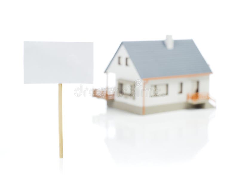 Blank sign and house model stock image. Image of house - 43406299