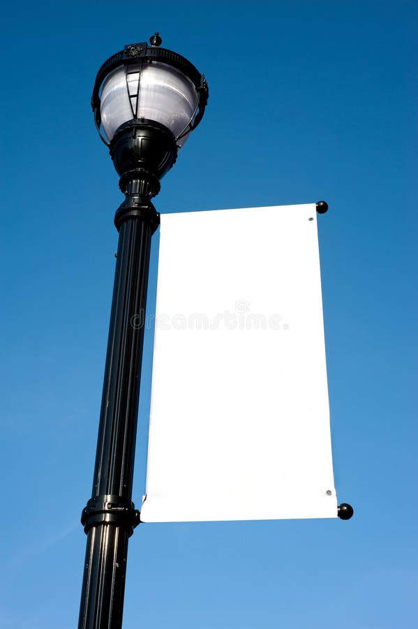Blank Banner on Light Post stock photo. Image of street - 308032