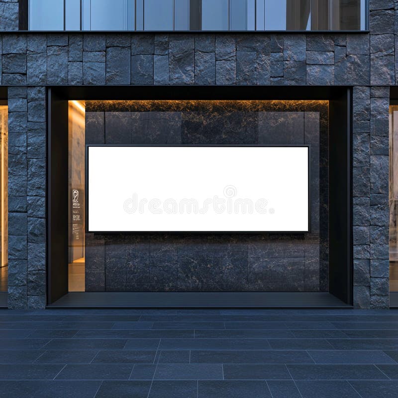 Blank Sign Modern Building Exterior Mockup Stock Illustration ...