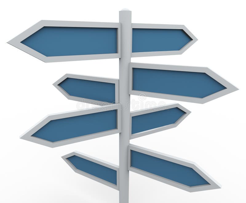 White Directional Sign Post Stock Illustration - Illustration of ...
