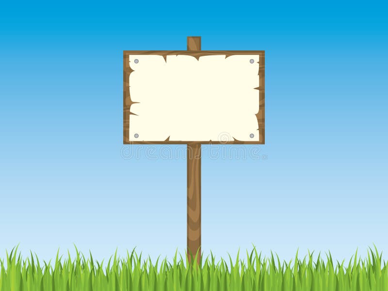 Blank sign post with grass stock vector. Illustration of board - 7768725