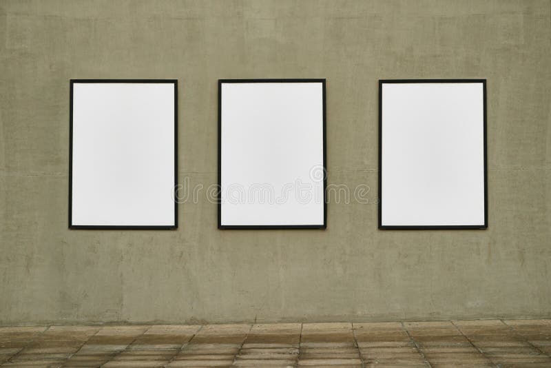 Blank Sign, Poster Frame and Wall with Mockup Space for Advertising ...