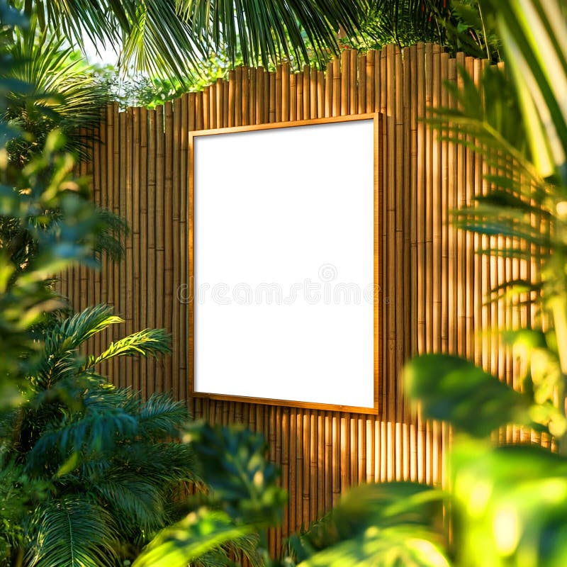 Blank Sign Tropical Bamboo Setting Perfect for Mockups Stock ...