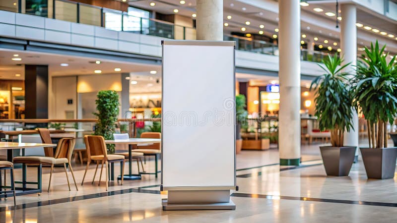 Blank Signage Mockup in Modern Mall Interior Stock Illustration ...