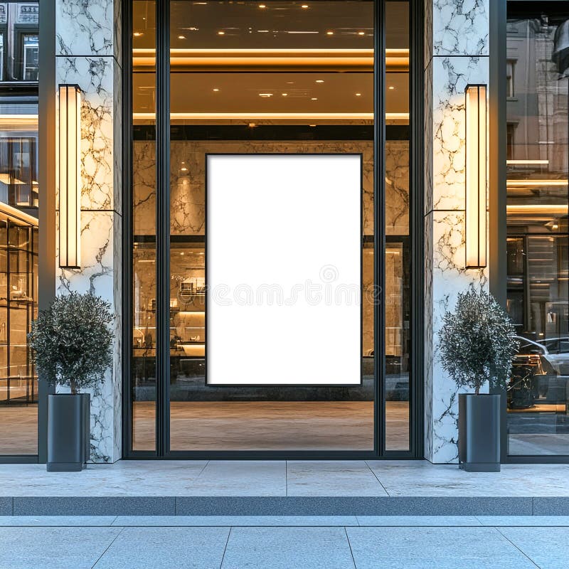 Blank Signage Modern Retail Store Entrance Stock Illustration ...