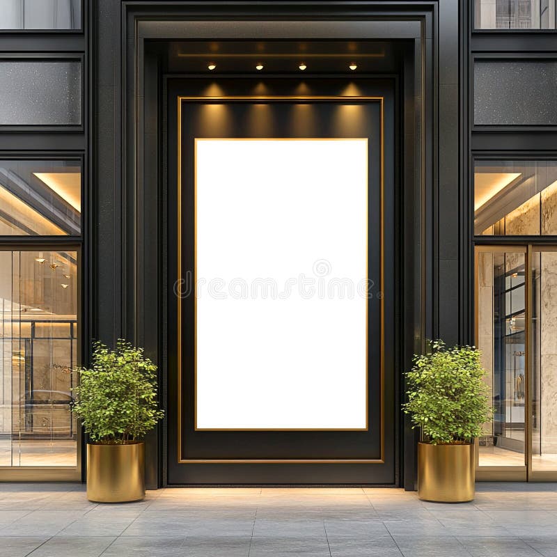 Blank Signage Modern Retail Storefront Mockup Stock Illustration ...