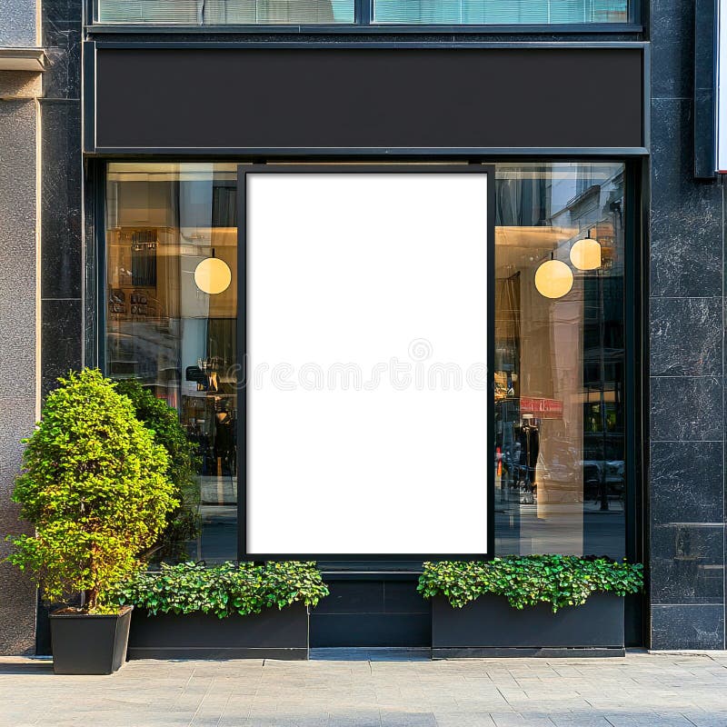 Blank Signage Modern Retail Storefront Mockup Stock Illustration ...