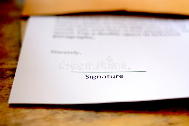 Blank signature on paper stock photo. Image of education - 79409808
