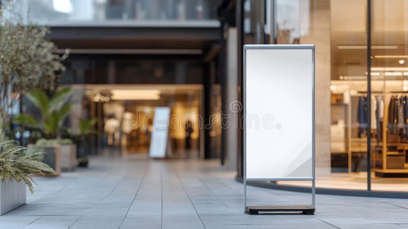 Blank Signboard in Front of a Modern Retail Store Stock Illustration ...