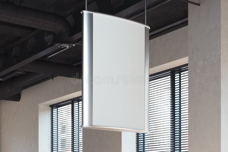 Blank Signboard Mockup. Empty Signage Template Mounted on Ceiling. 3d ...