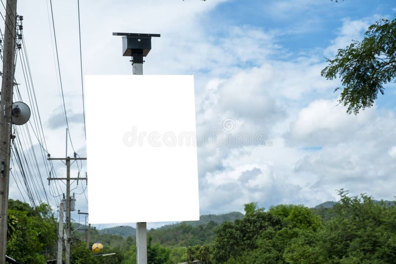 Blank Signboard with Solar Cell Stock Image - Image of road, mock ...