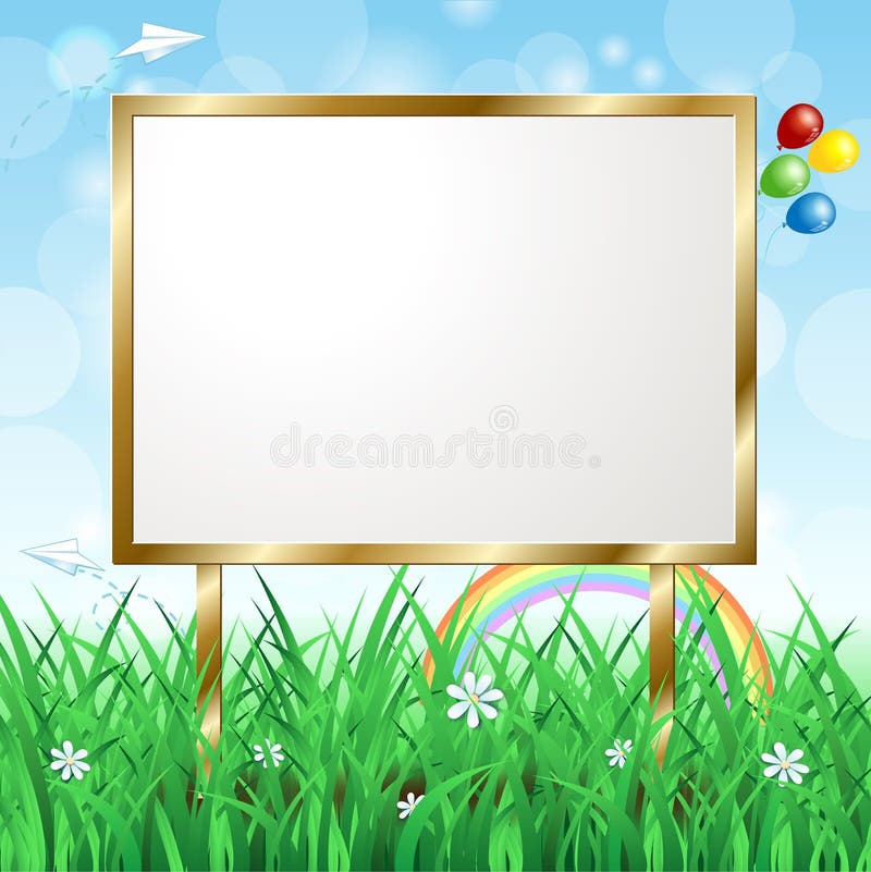 Blank Signboard on Spring Landscape Stock Vector - Illustration of ...