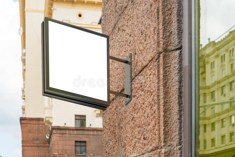 Blank Signboard on the Wall Stock Image - Image of black, business ...