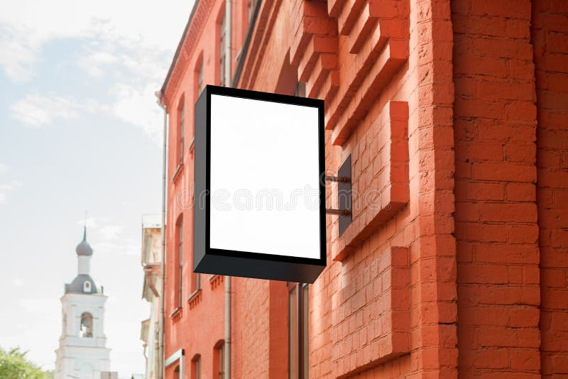 Blank Signboard on the Wall Stock Photo - Image of commercial, design ...