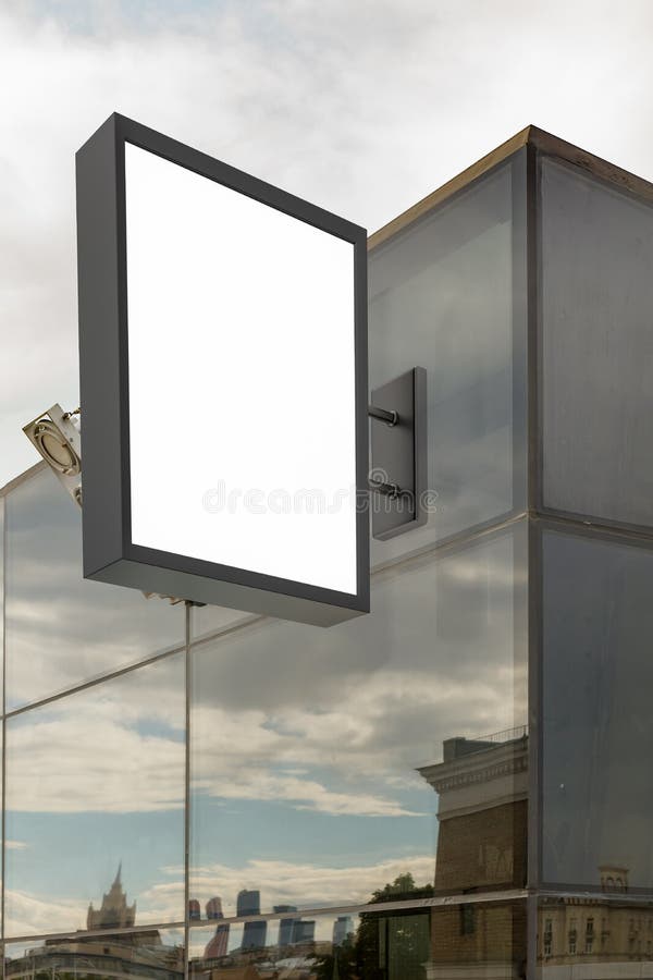 Blank Signboard on the Wall Stock Image - Image of hanging, board ...