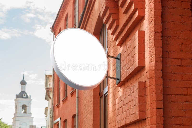 Blank Signboard on the Wall Stock Image - Image of panel, round: 187015595