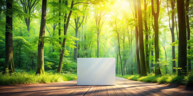 Blank Signpost in a Sunlit Green Forest Pathway. Generative AI Stock ...