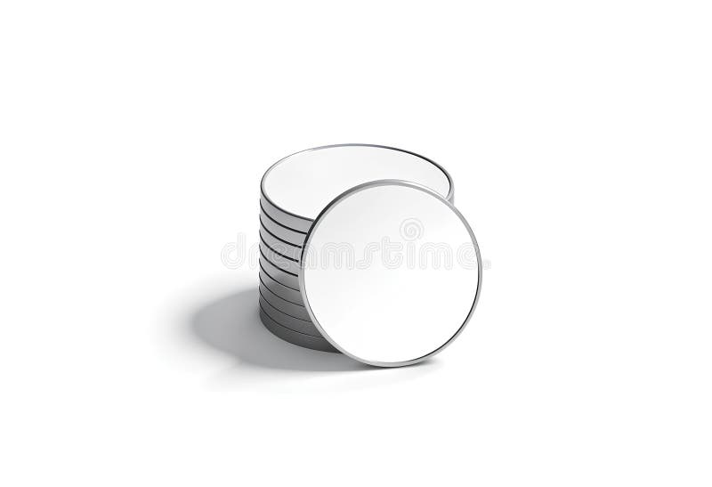 Blank Silver Coin Stack Mock Up, Isolated, Front Side. Stock Image ...