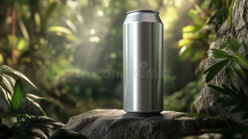 Blank Silver Energy Drink Can Mock Up Jungle Background Stock Photos ...