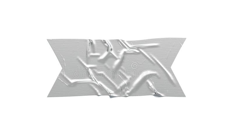 Blank Silver Rectangle Cut Adhesive Crumpled Tape Mockup, Top View ...