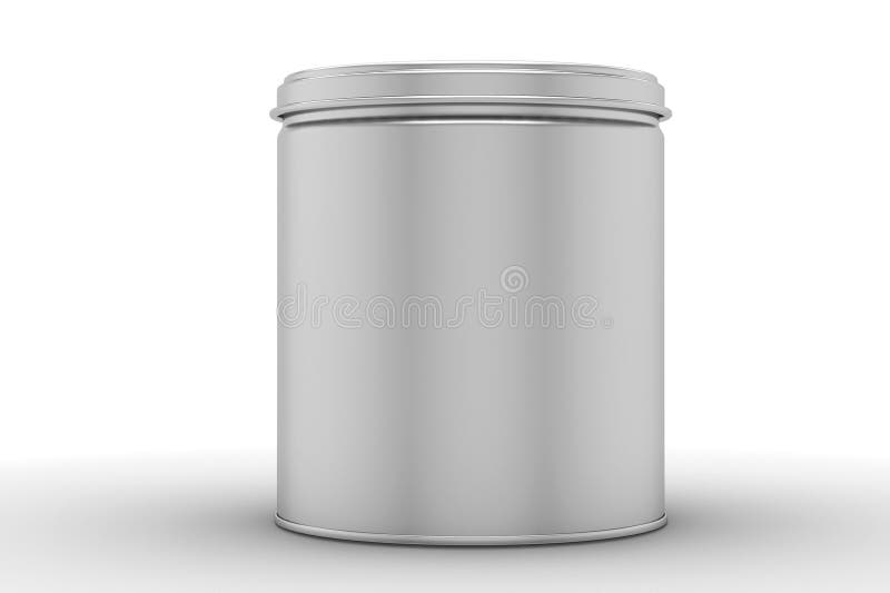 Blank Silver Tin Can Cylindrical Metal Container on White Background ...