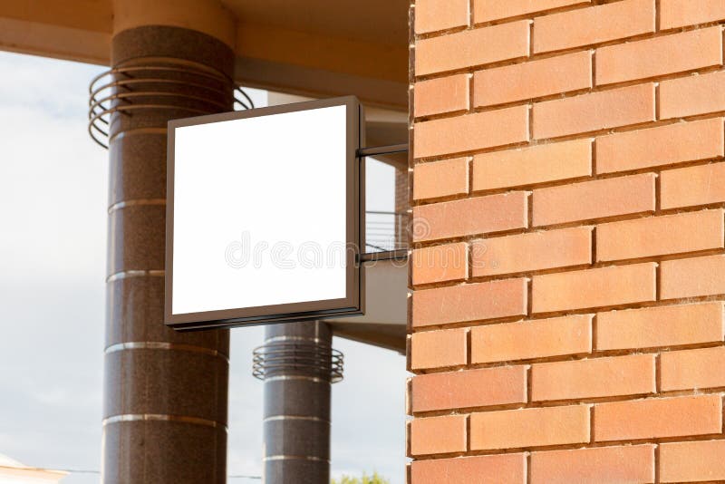 Blank Singboard on the Wall Stock Photo - Image of isolated, shop ...