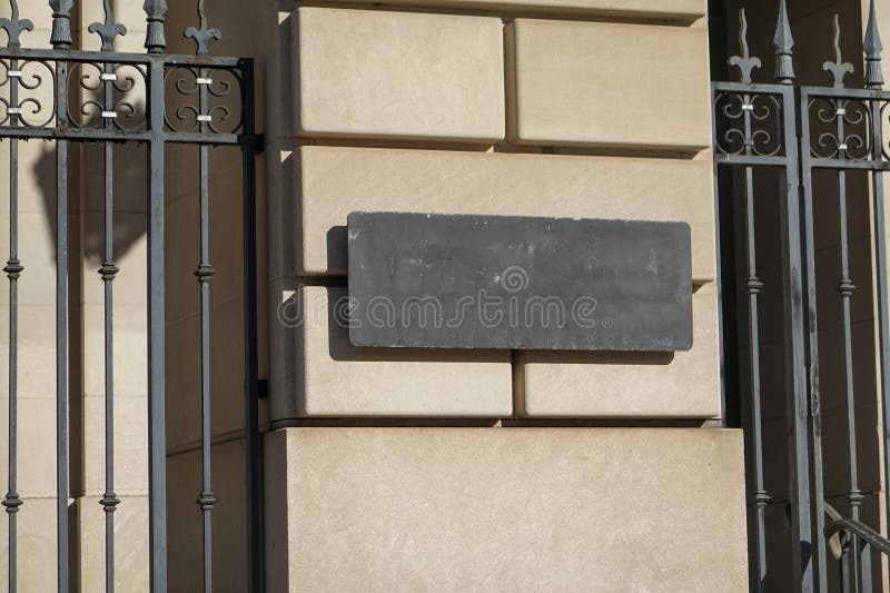 Blank Slate Name Plate on the Side Facade of a Stone Building Stock ...