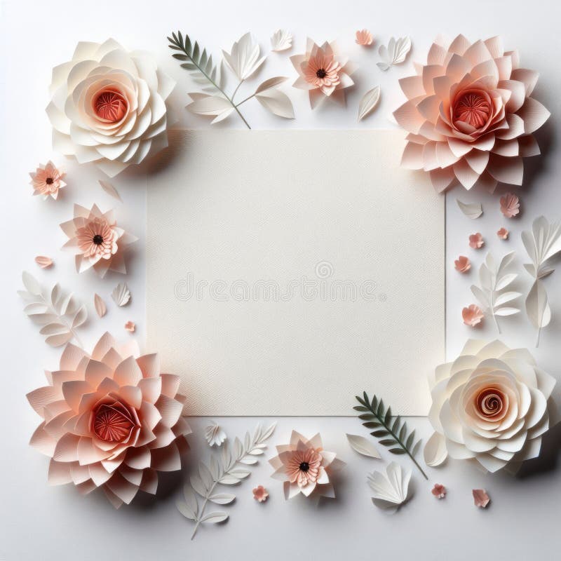 Blank Slate Surrounded by Beautiful Paper Flowers. Stock Photo - Image ...