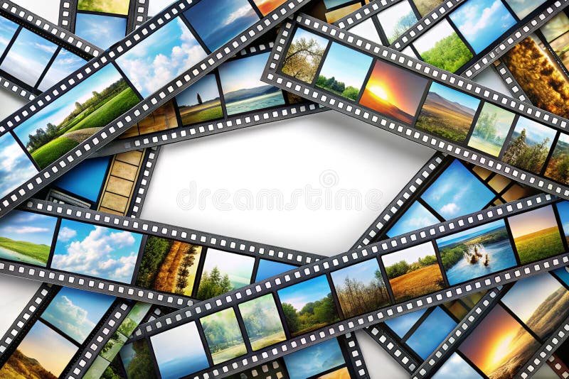 Blank Slide Film Strips with Empty Frames Stock Illustration ...