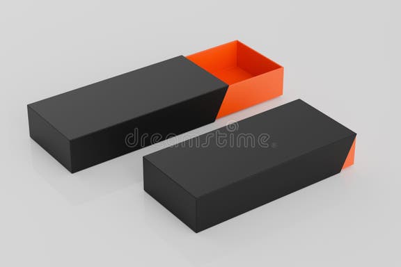 Blank Sliding Box Design Mockup on White Background - 3D Illustration ...