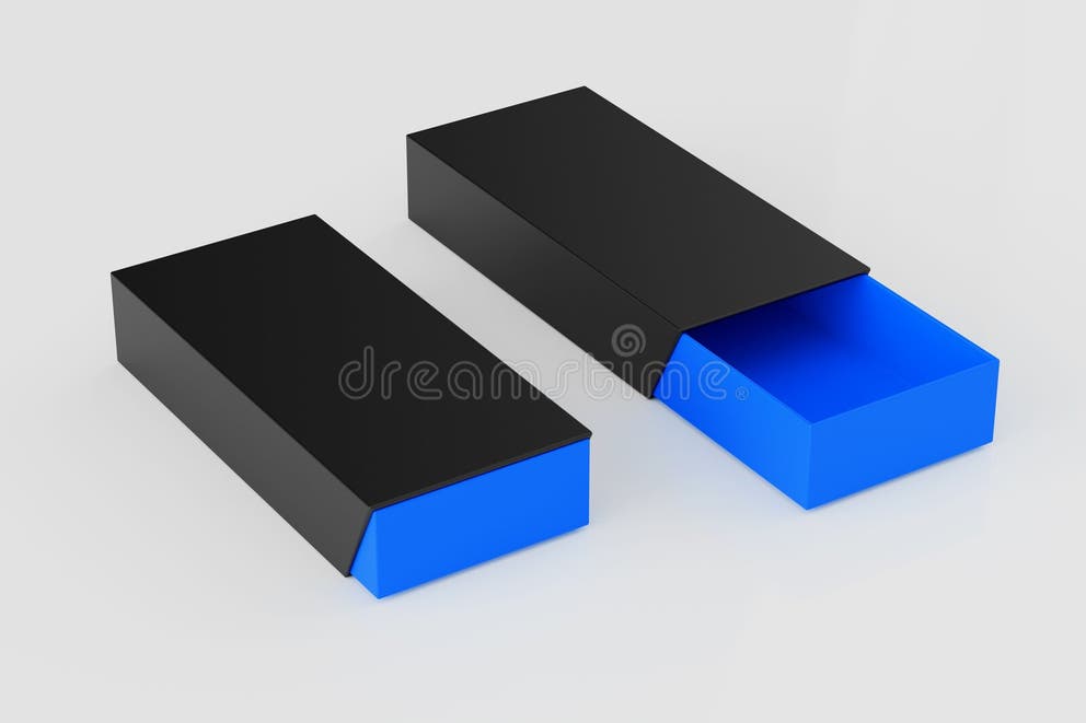 Blank Sliding Box Design Mockup on White Background - 3D Illustration ...