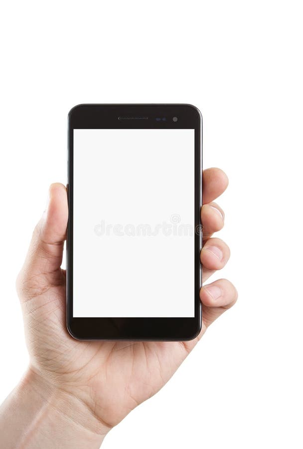 Blank smart phone in hand stock image. Image of digital - 26719289