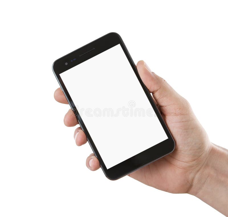 Blank smart phone in hand stock image. Image of digital - 26719289