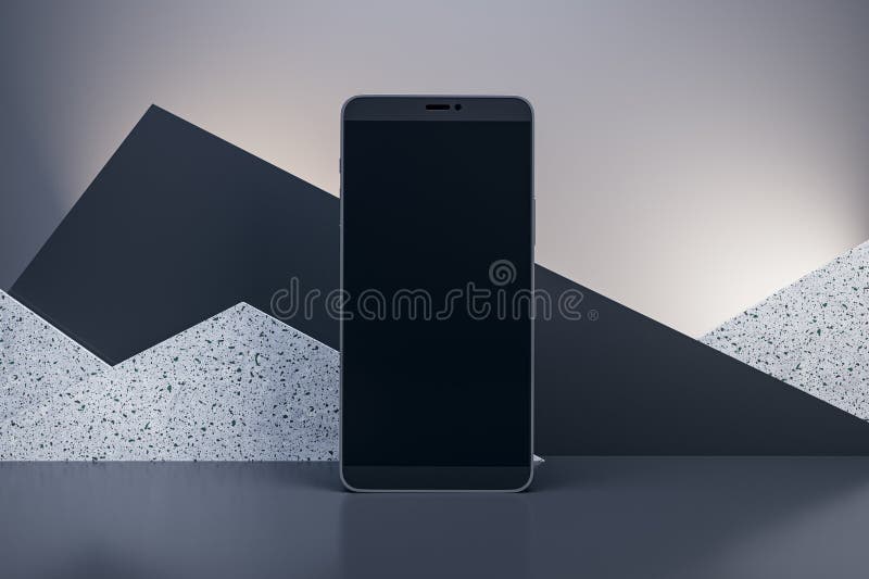 Blank Smartphone on Creative Decorative Triangular Mountain Background ...