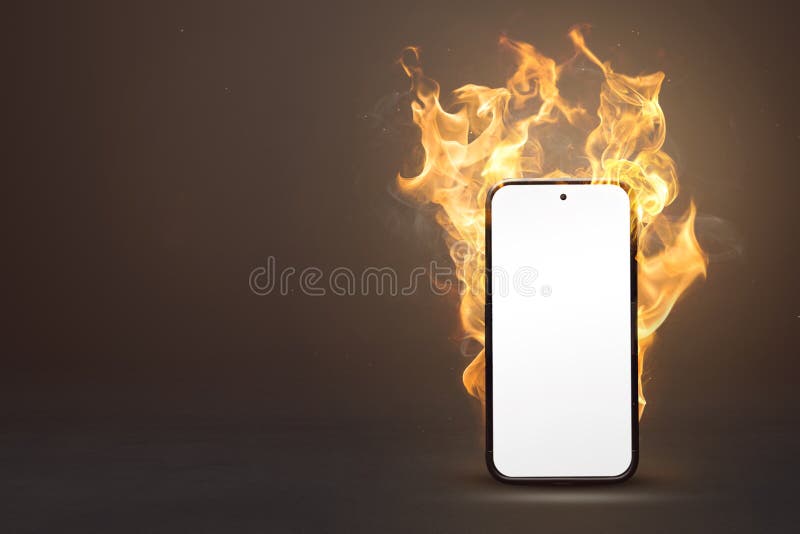 Burning Smartphone, Burning Mobile Phone Stock Image - Image of danger ...