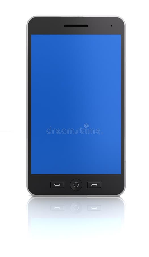 Blank Smartphone, Front View, 3d Render Stock Illustration ...